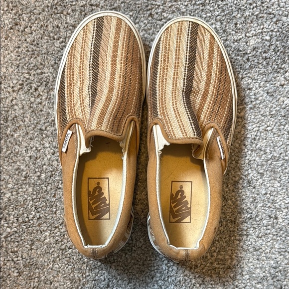 Vans | Shoes | Vans Slipon Shoes Brown Striped | Poshmark